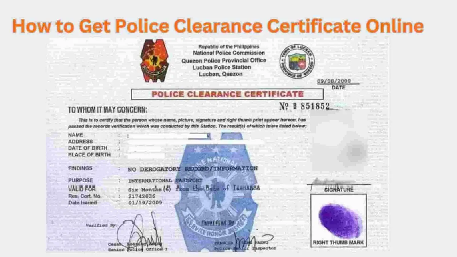 Police Clearance Certificate in Philippines 2024