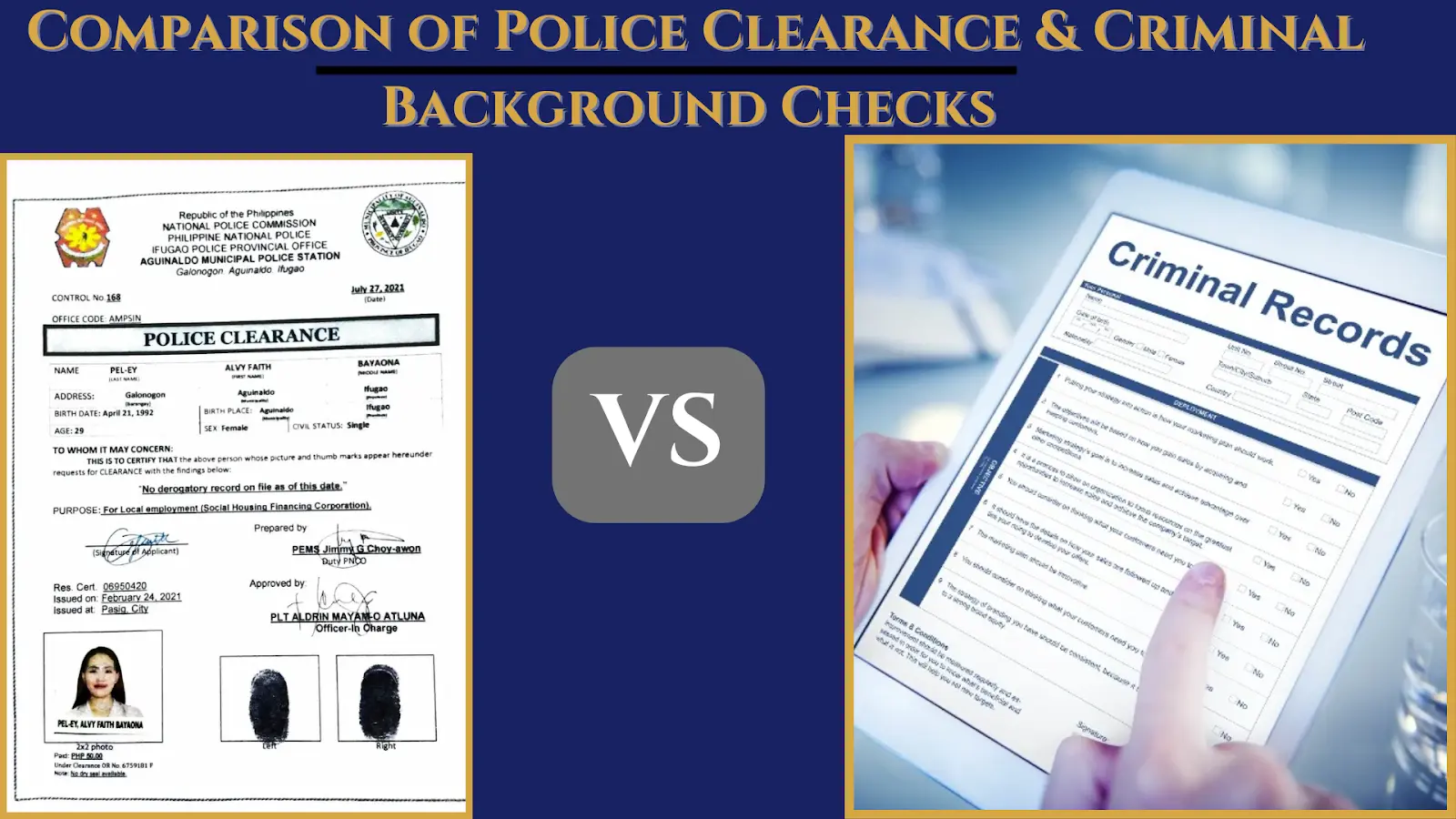 Comparison of Police Clearance and Criminal Background Checks - Police ...
