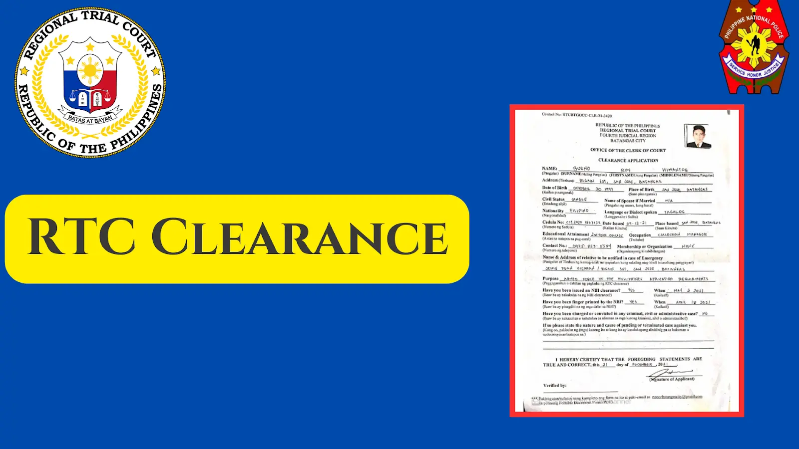 RTC Clearance - Police Clearance